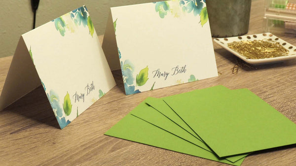 Personalized Folded Note Cards - Modern Pink Paper