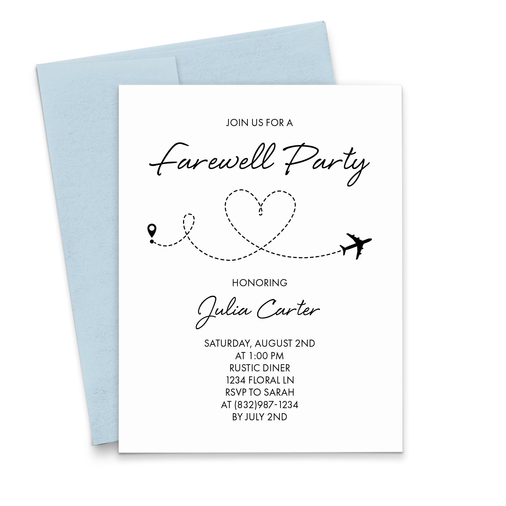 Minimalist Personalized Going Away Party Invitations - Modern Pink Paper