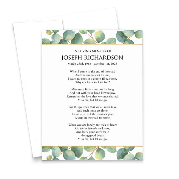 Elegant Botanical Custom Prayer Cards For Funeral - Modern Pink Paper