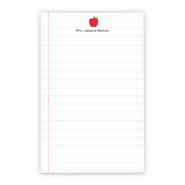 Personalized Apple Notepad for Teachers - Modern Pink Paper