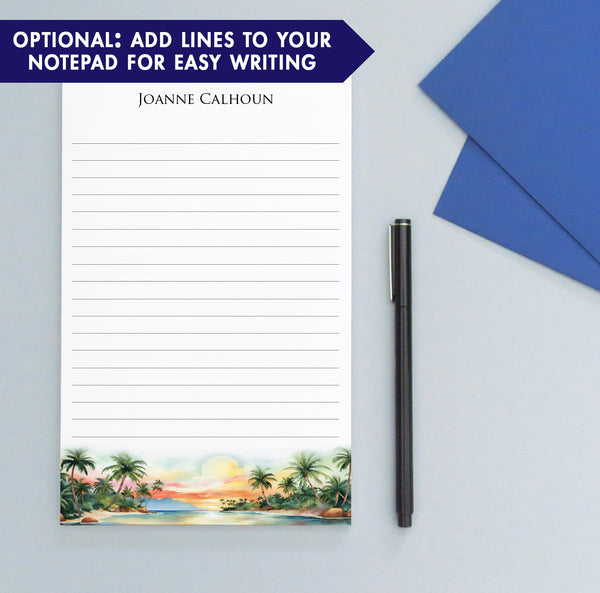 Colorful Tropical Beach Sunset Landscape Custom Stationery Notepads ...