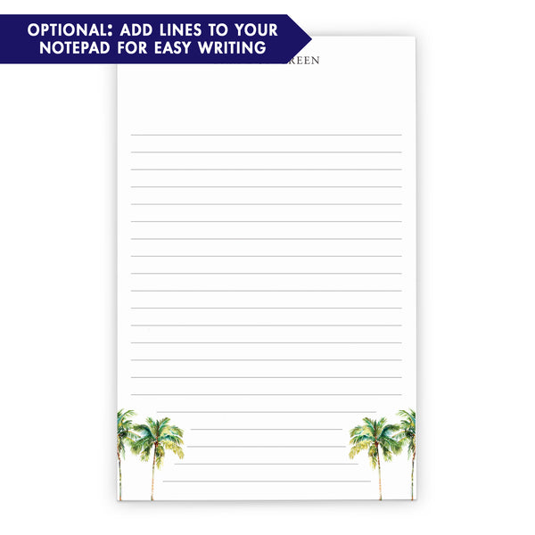 Summery Personalized Stationery Notepads With Palm Trees - Modern Pink Paper