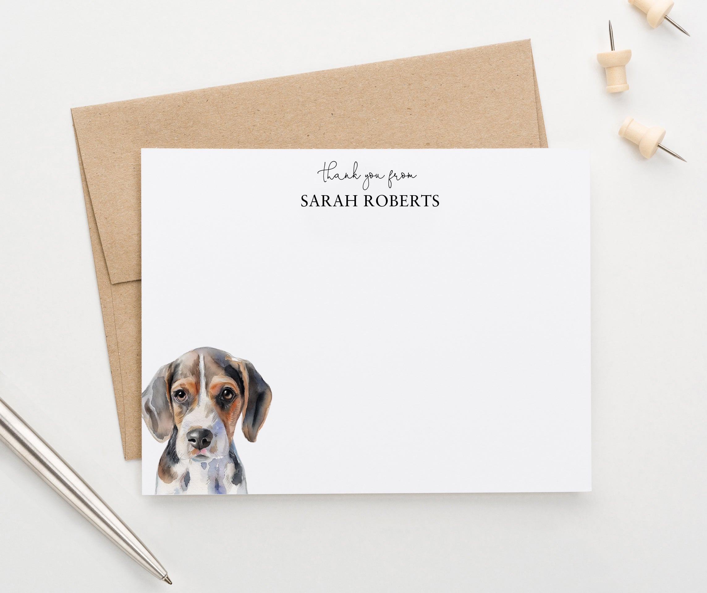 Personalized Beagle Thank You Cards Or Choose Your Dog Breed - Modern ...