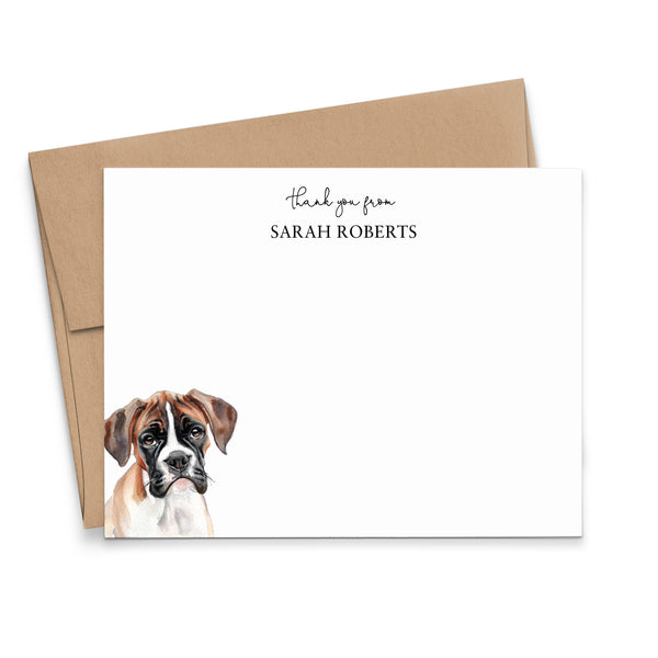 Custom Boxer Dog Thank You Card Or Choose Your Dog Breed - Modern Pink ...