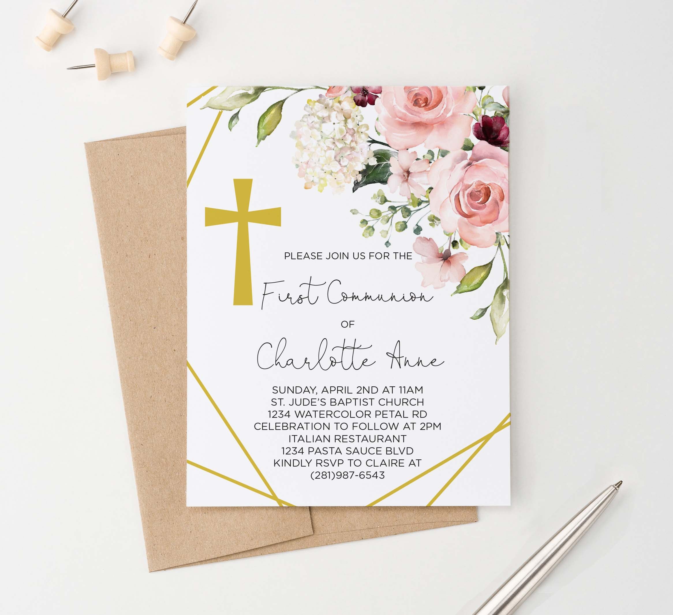 Elegant First Communion Invitations
