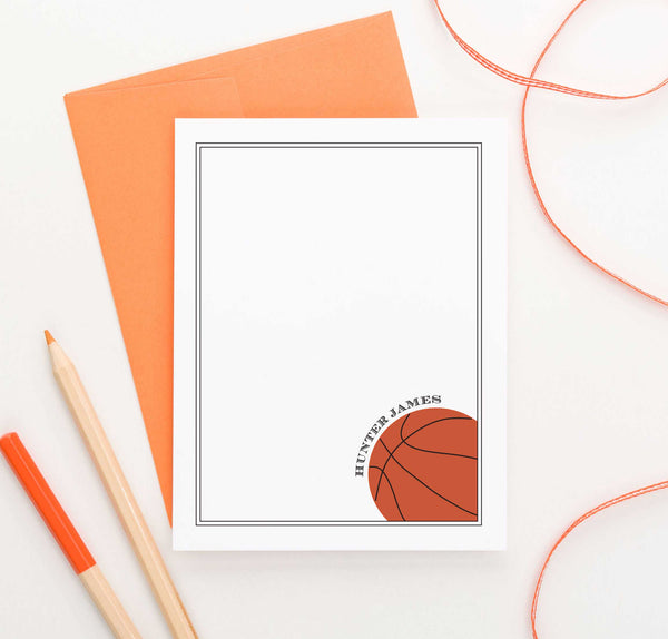 Personalized Basketball Stationery for Kids - Modern Pink Paper