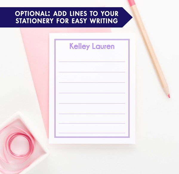 Simple Block Font Kids Stationary Personalized - Modern Pink Paper