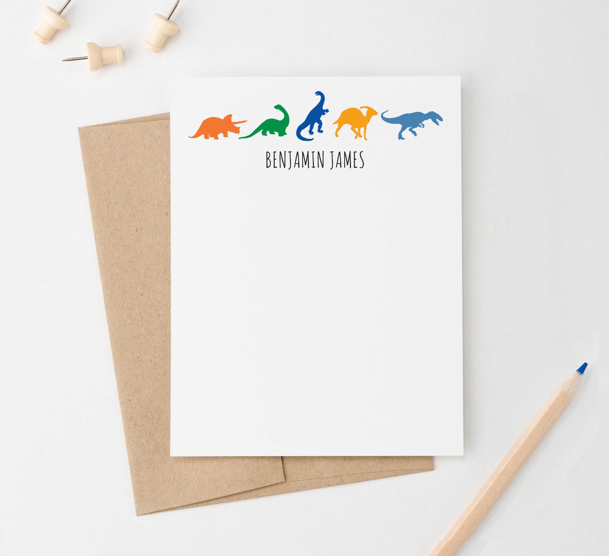 Personalized Dinosaurs Stationery Sets for Letter Writing - Modern Pink ...