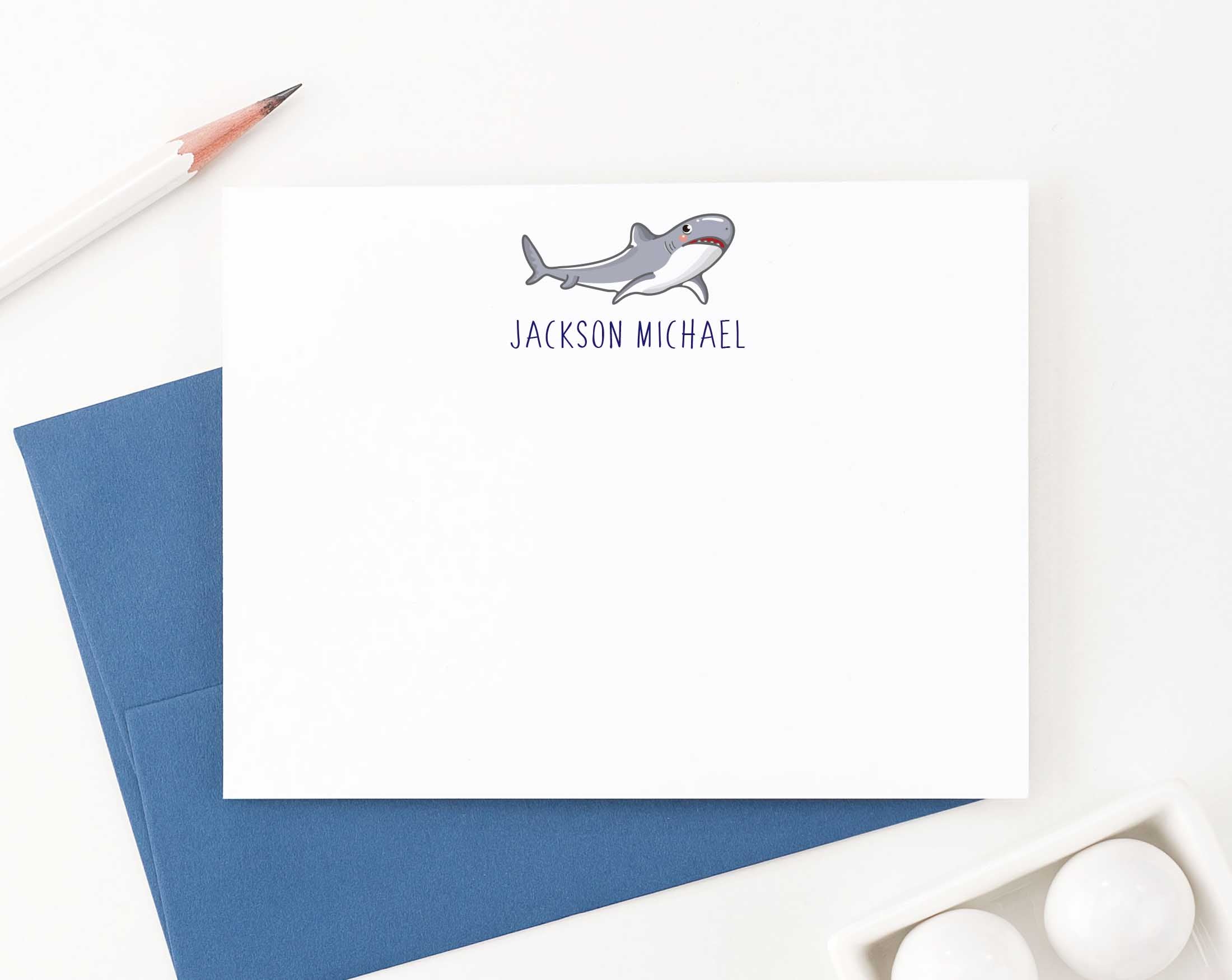 Personalized Cute Shark Stationery Gifts for Kids - Modern Pink Paper
