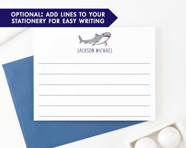 Personalized Cute Shark Stationery Gifts for Kids - Modern Pink Paper