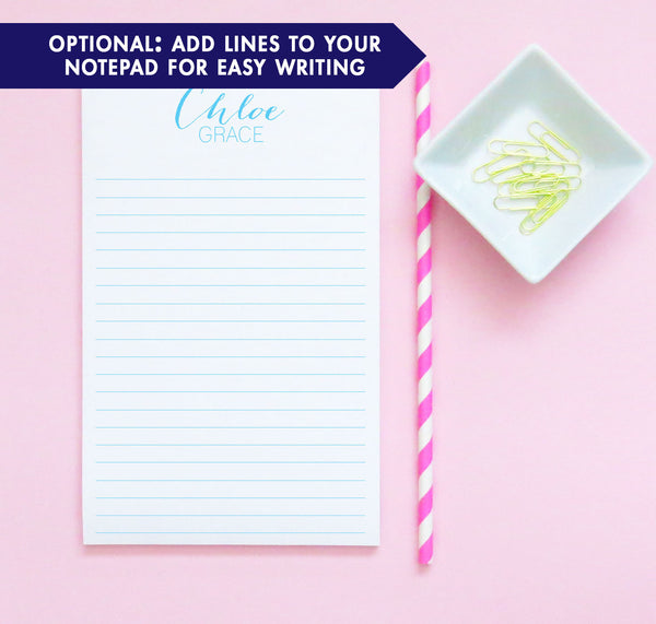 Simple Kids Notepad Set Personalized - Modern Pink Paper