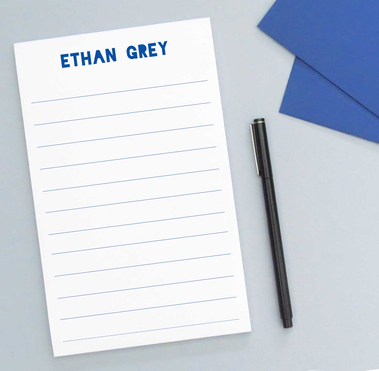 Personalized Simple Lined Kid Notepad for Boys - Modern Pink Paper