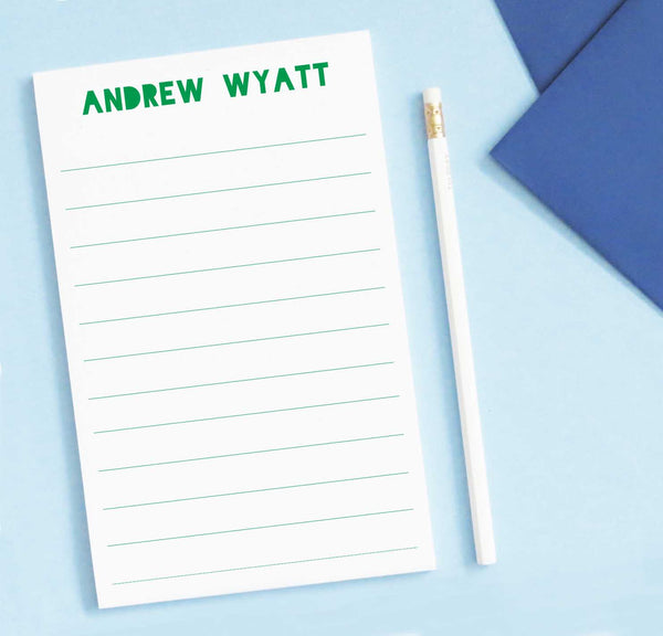 Personalized Simple Lined Kid Notepad for Boys - Modern Pink Paper