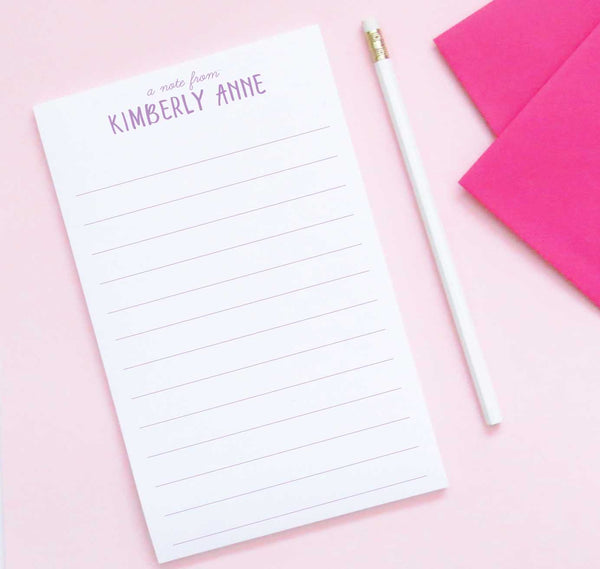 Personalized Lined Notepads for Kids - Modern Pink Paper