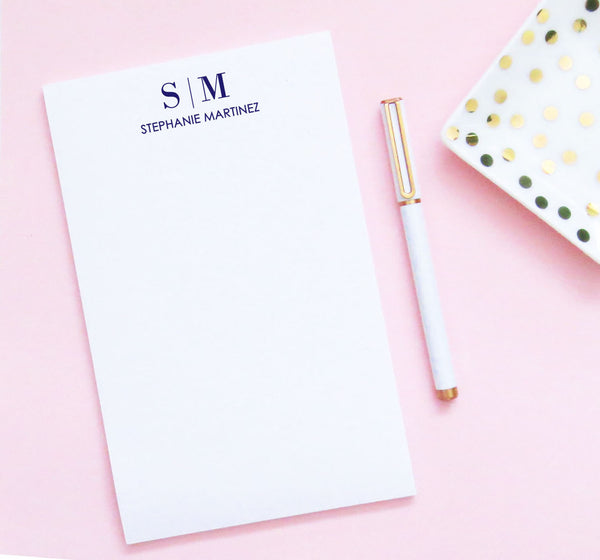 Monogrammed Note Pads - Modern Pink Paper