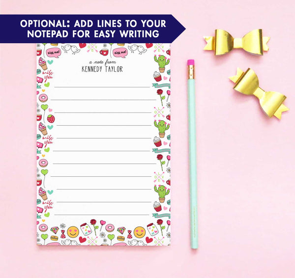 Personalized Emoji Notepads for Kids - Modern Pink Paper
