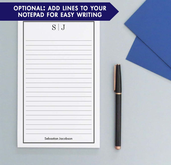 Professional 2 Letter Monogram Personalized Notepads with Border ...