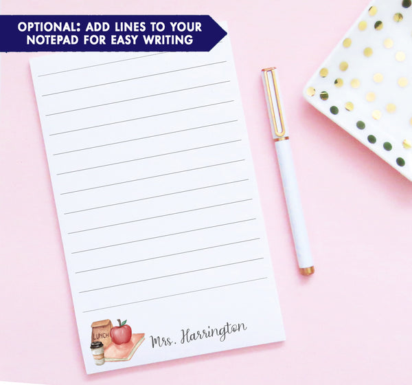 Personalized Watercolor Teacher Notepad - Modern Pink Paper