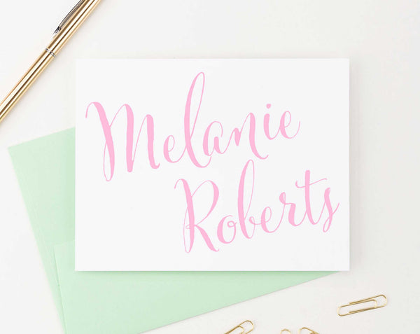 Calligraphy Customized Stationery Note Cards for Women - Modern Pink Paper