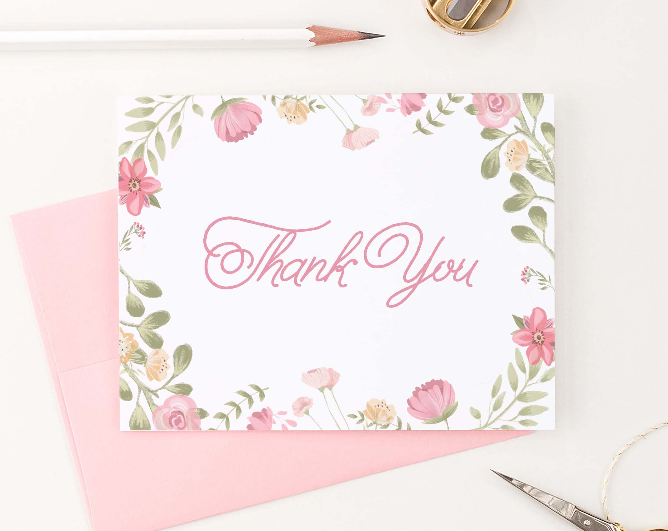 Thank You Note Cards - Modern Pink Paper
