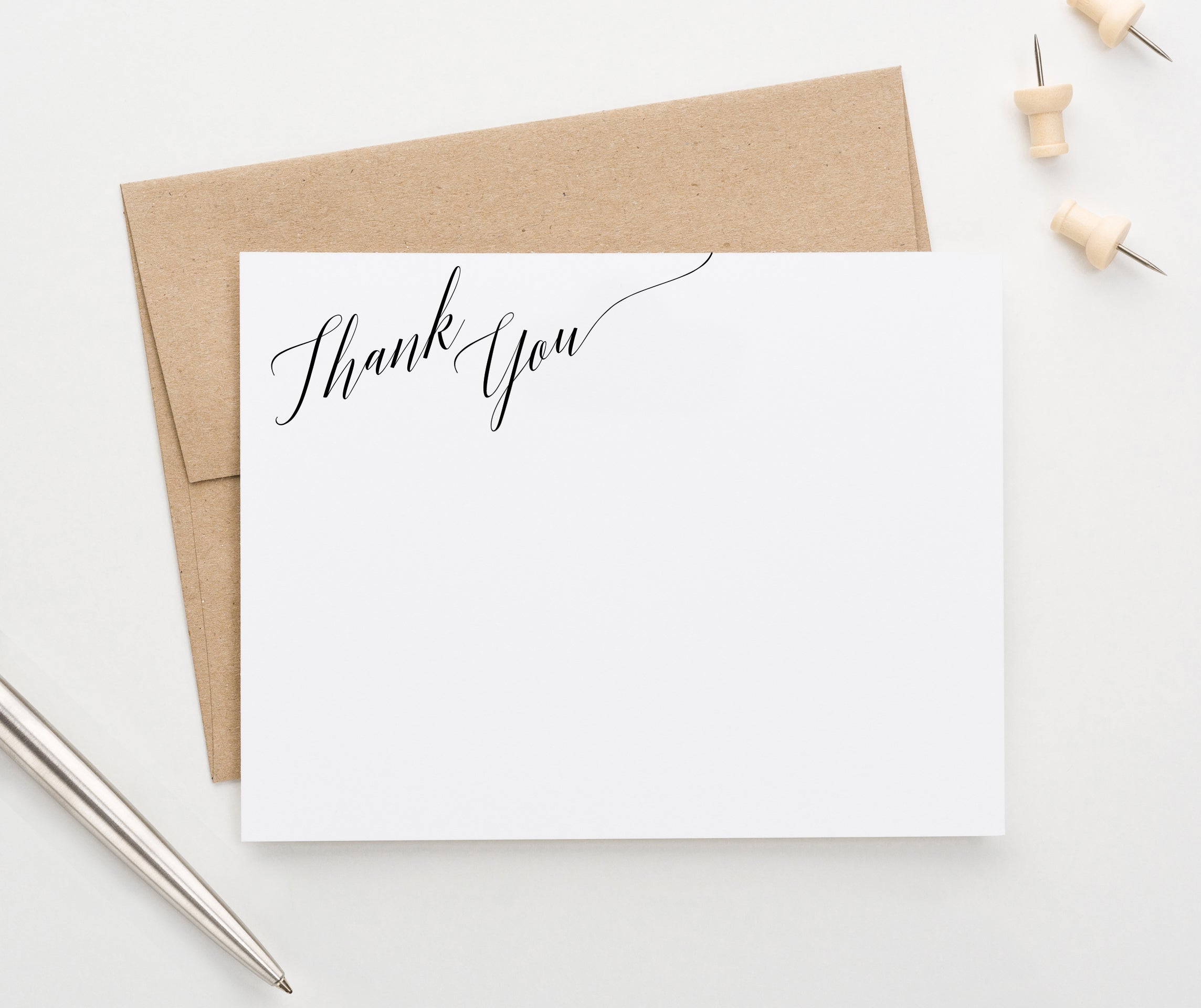 Classic Corner Script Thank You Cards - Modern Pink Paper