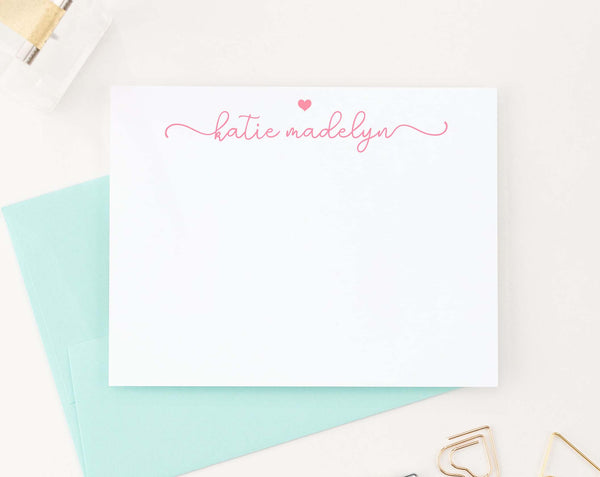 Cute Heart And Script Font Stationery For Kids - Modern Pink Paper