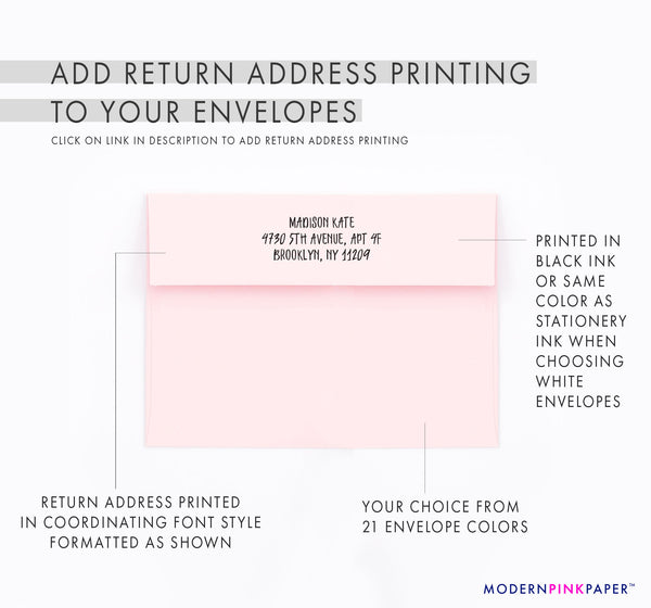 Personalized A Note From Lined Note Cards for Girls - Modern Pink Paper